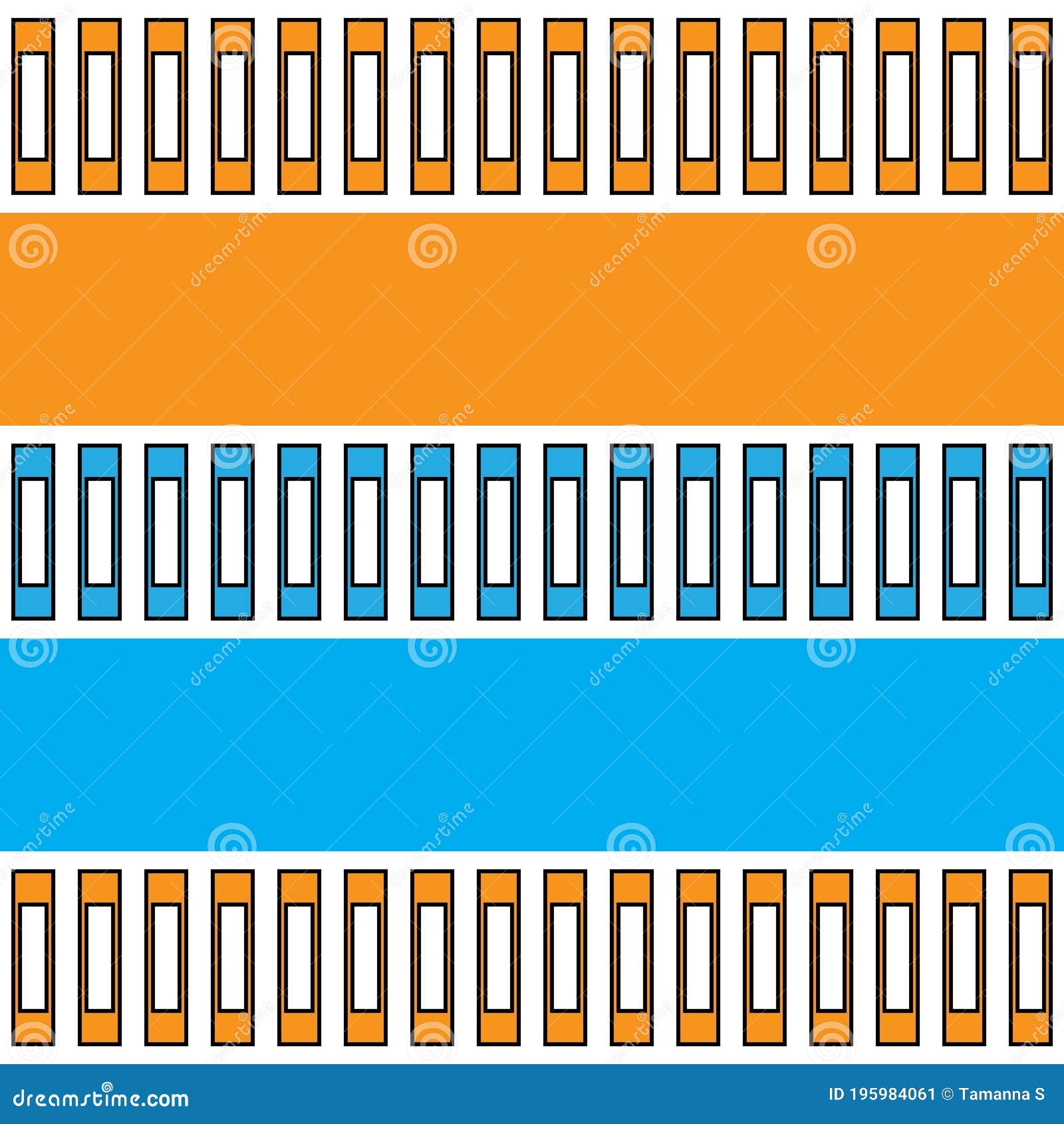 Orange and Sky Blue Rectangles and Strips Pattern Isolated on White ...