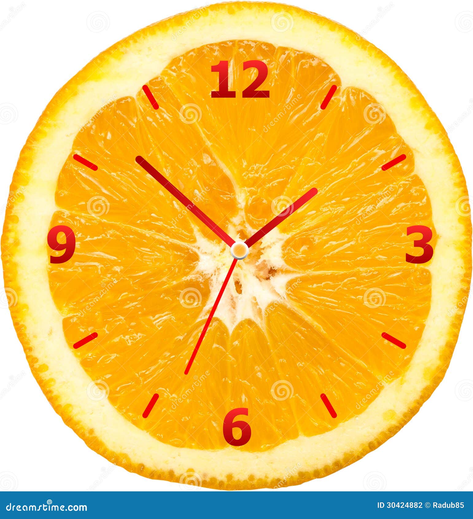 Orange Slice Clock stock photo. Image of health, fresh - 30424882