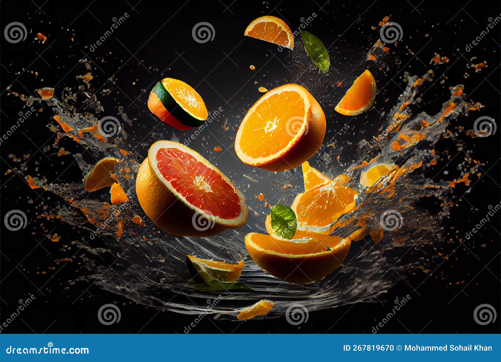 Orange Slice Dripped in Juice Glass with Exploding Juice Splashing AI ... Orange Slice Dripped in Juice Glass with Exploding Juice Splashing AI ...