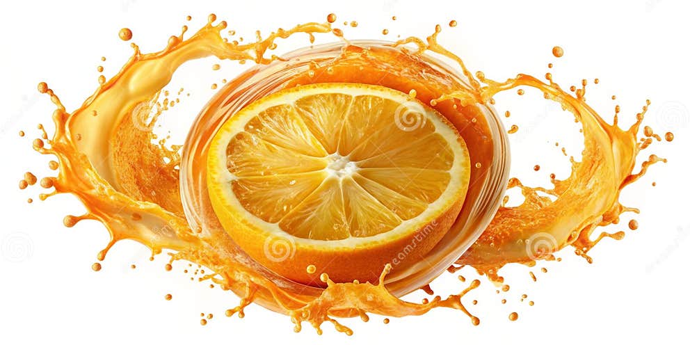 Orange Slice Exploding in a Burst of Juice Stock Illustration ...