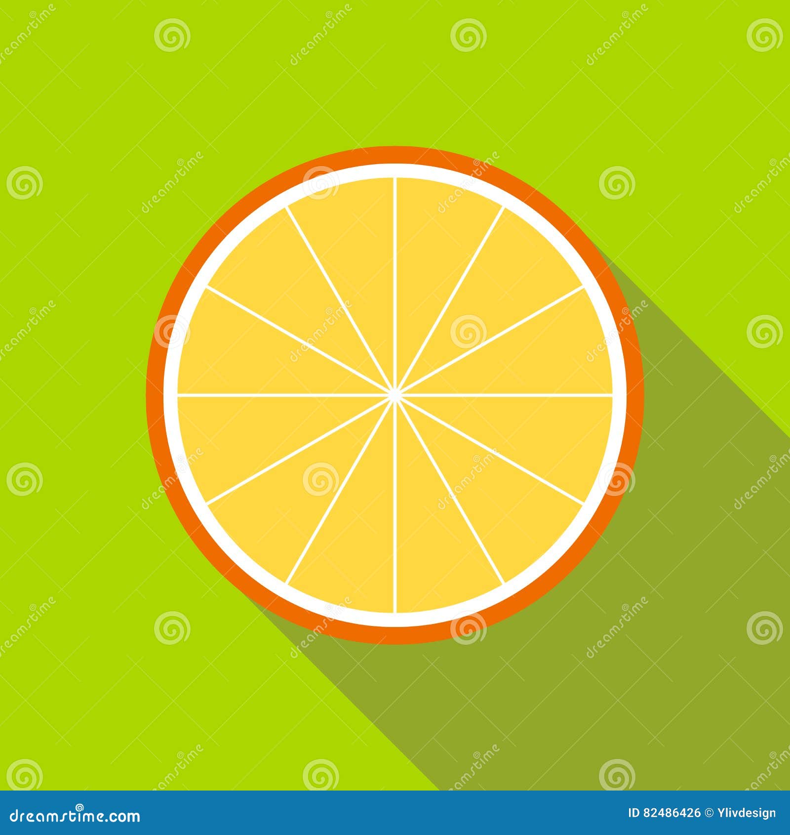 Orange Slice Icon, Flat Style Stock Vector - Illustration of round ...