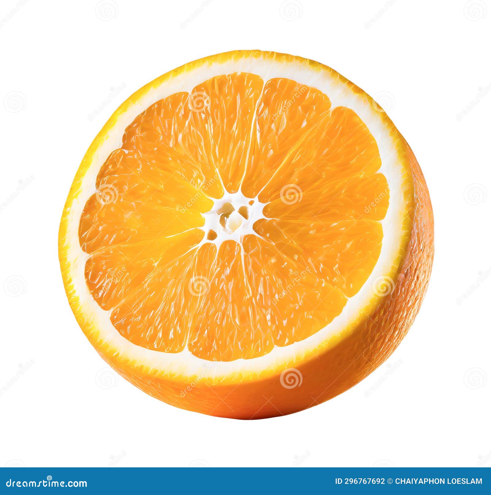 Orange Slice Isolated on White Background, Orange Fruit Cut in Half ...