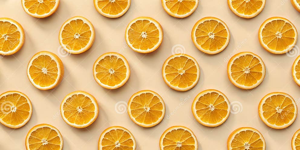 An Orange Slice Pattern on a Beige Background Creative AI Stock ...