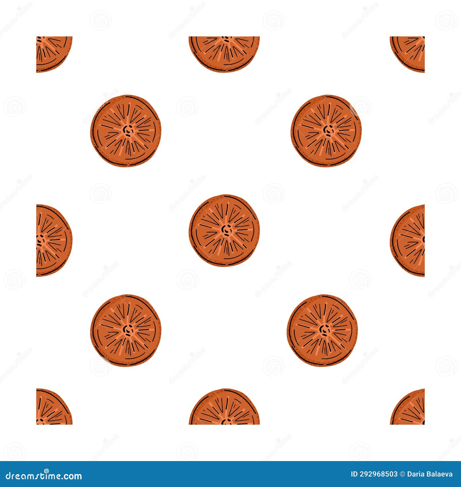 Orange Slice Seamless Hand Drawn Pattern Stock Illustration ...