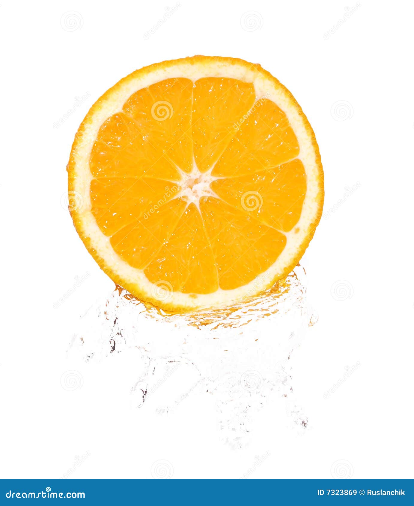 Orange slice in splash stock image. Image of light, juice - 7323869