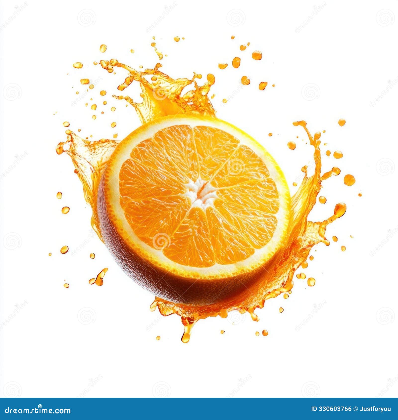 Orange Slice with Splash of Juice Isolated on White Background Stock ...