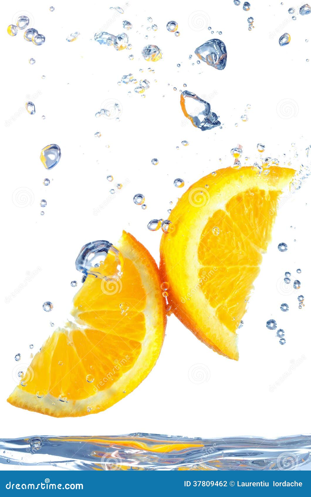 Orange Slice Splashing into Water Stock Photo - Image of orange, micro ...