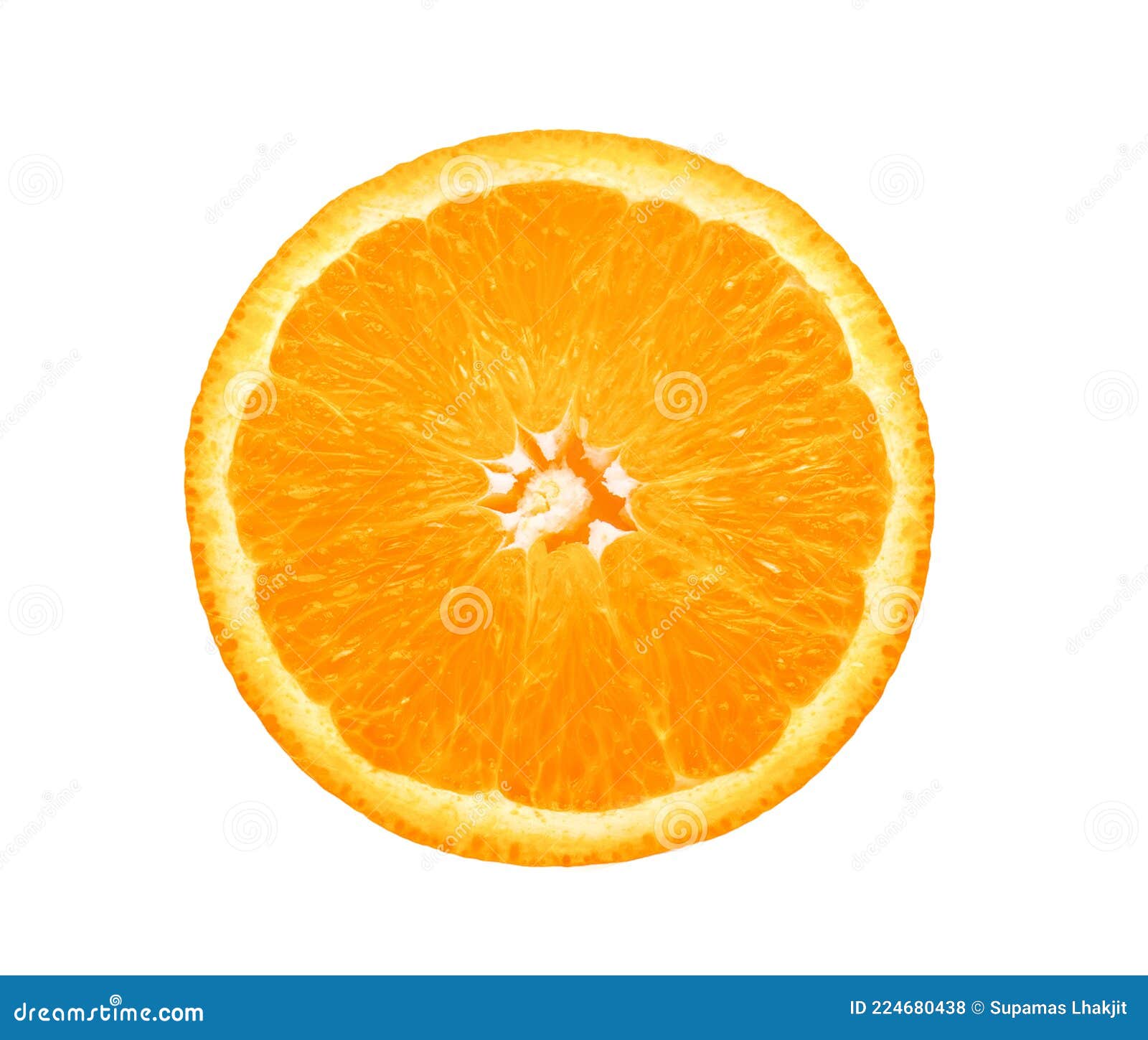 Orange Slice on White Background. Top View Stock Photo - Image of path ...