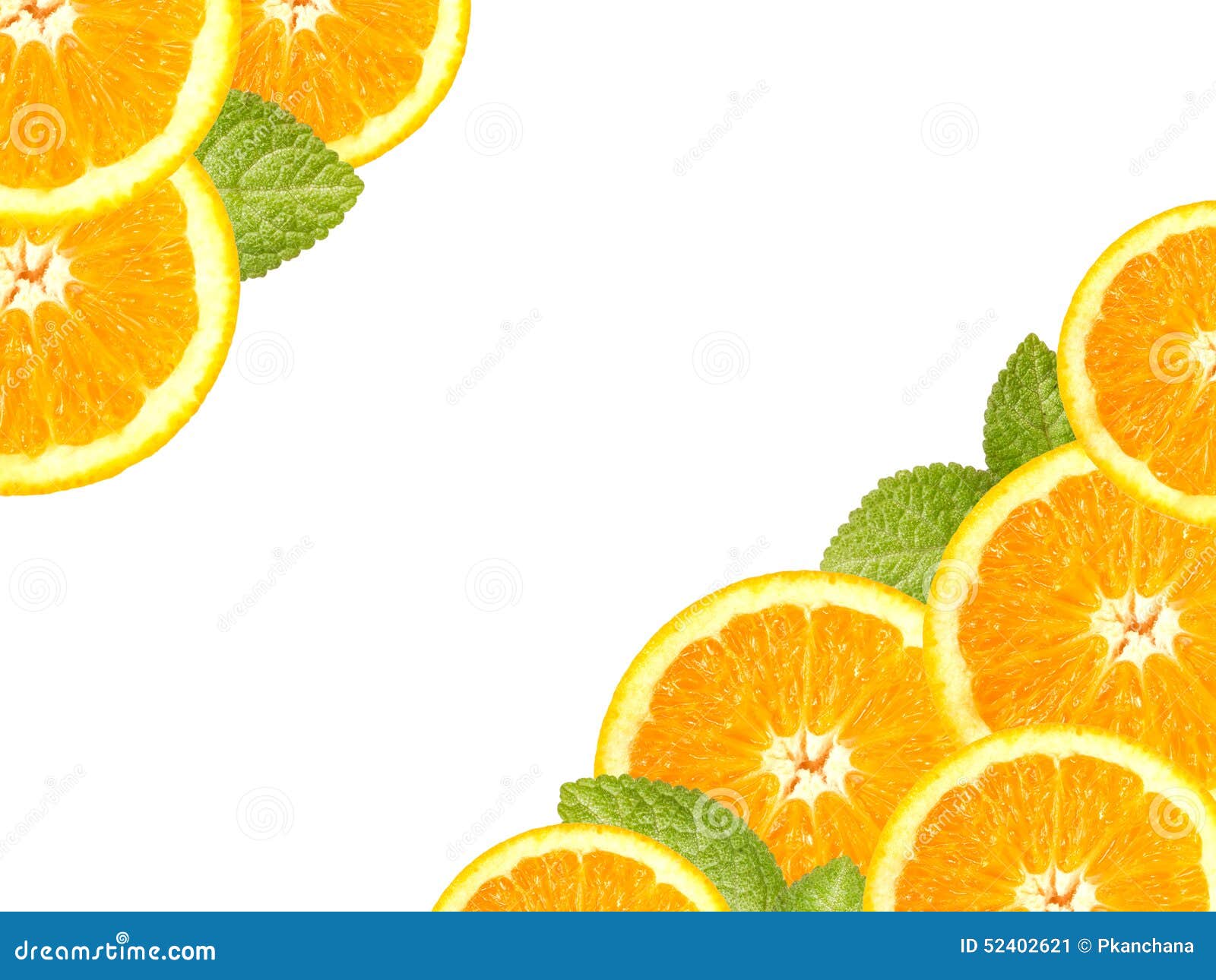 Orange Sliced and Leaves Border Stock Image - Image of nutrition ...