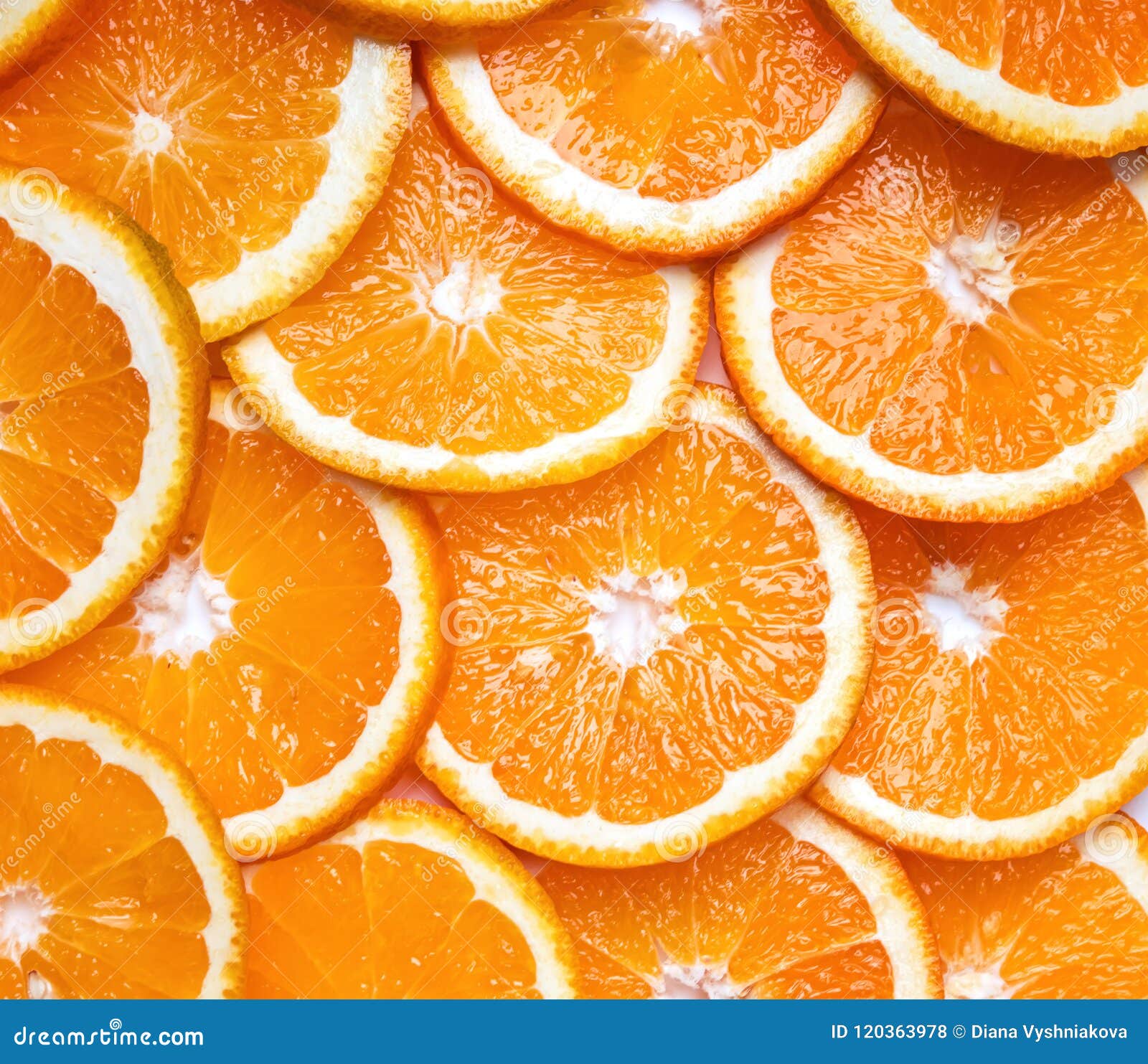 Orange slices top view. stock photo. Image of slices - 120363978