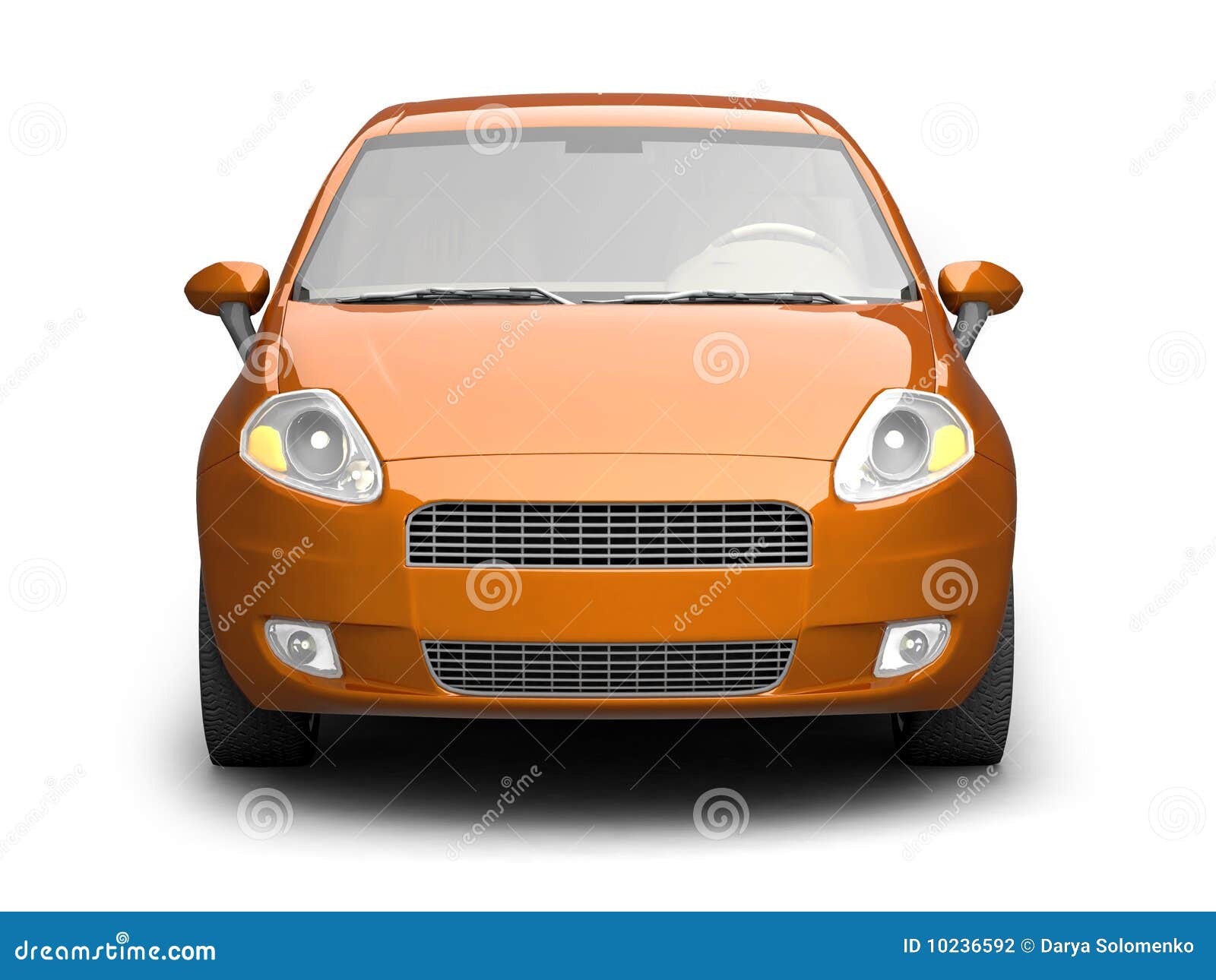 Orange Small Car Front View Picture. Image: 10236592