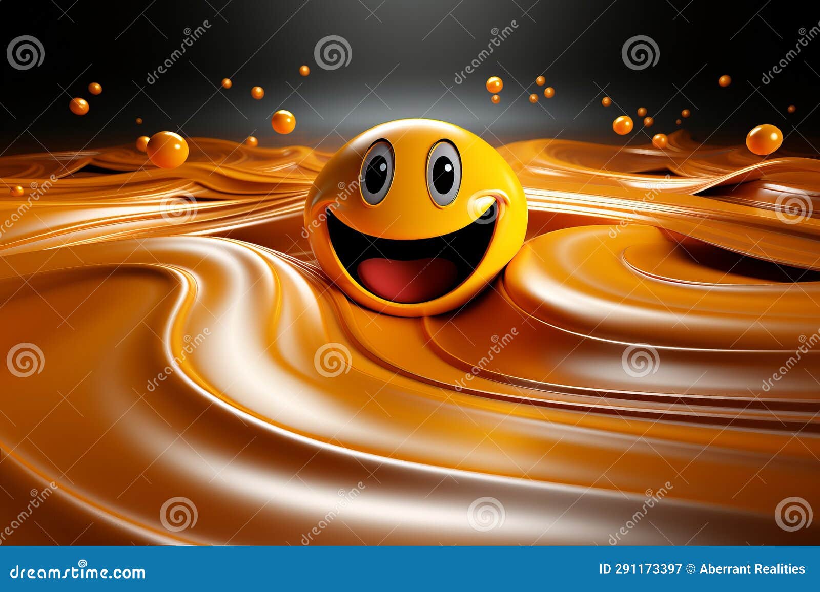 An Orange Smiley Face is Floating in a Pool of Liquid Stock ...