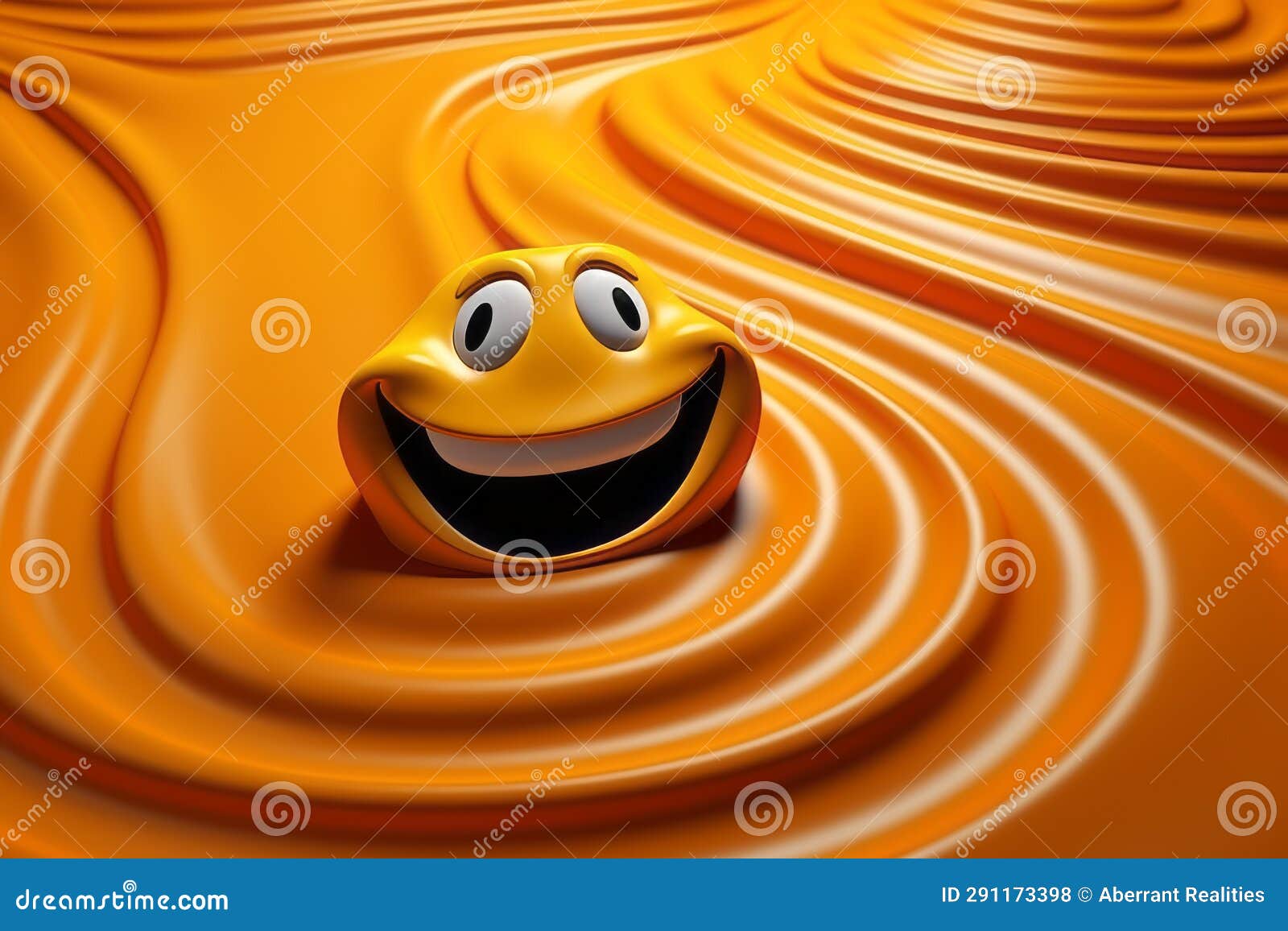 An Orange Smiley Face in the Middle of a Wavy Surface Stock ...