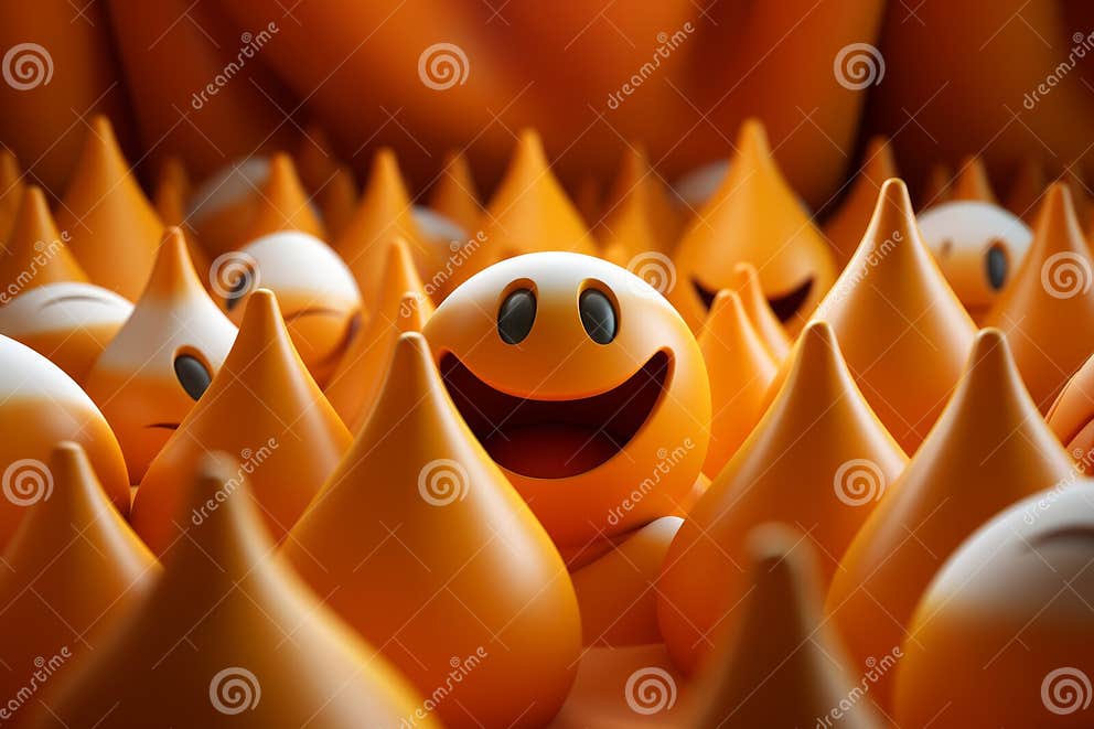 An Orange Smiley Face Surrounded by Orange Drops Stock Illustration ...