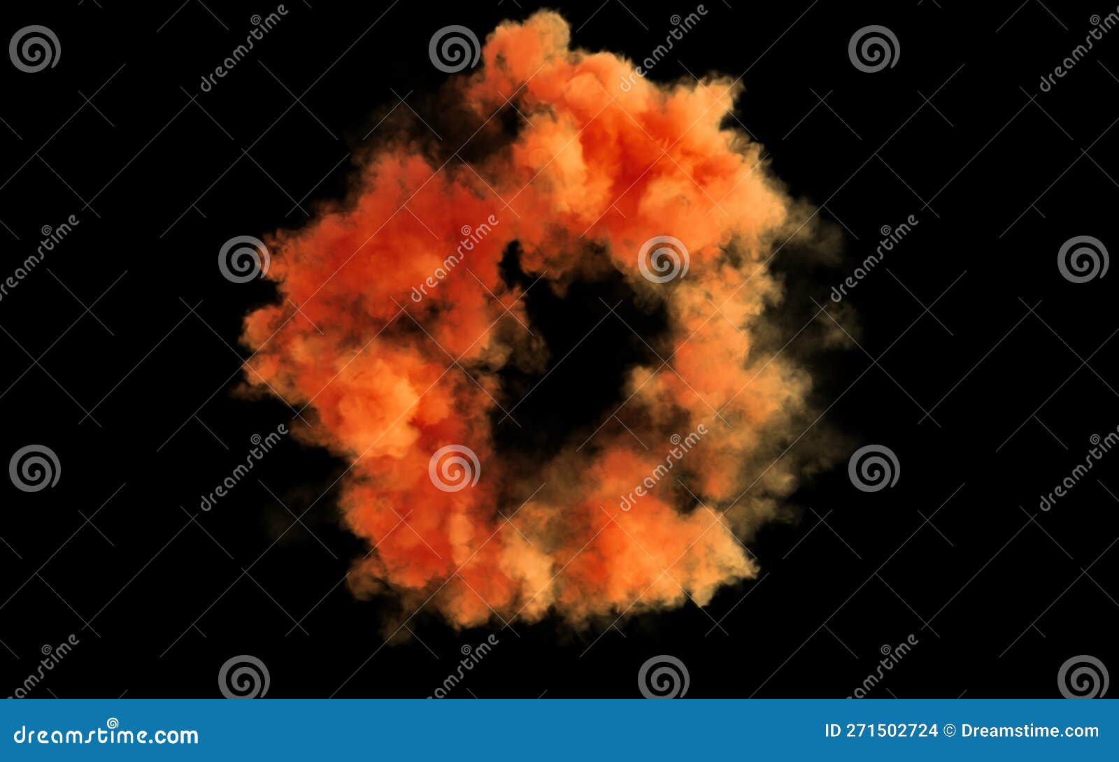 Orange Smoke on Black Background, 3d Rendering Stock Illustration ...