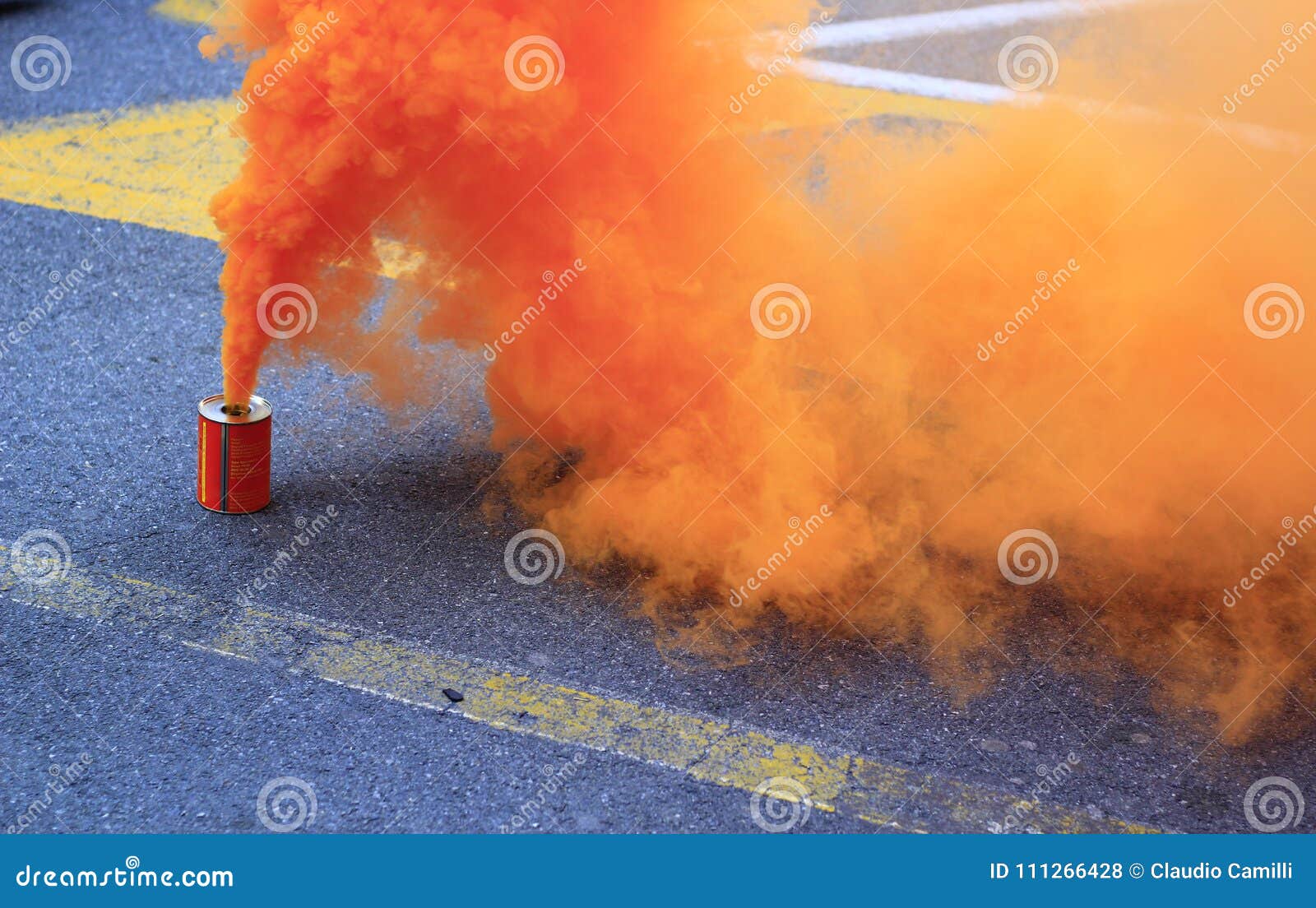 Orange smoke cans stock photo. Image of explosive, plane - 111266428