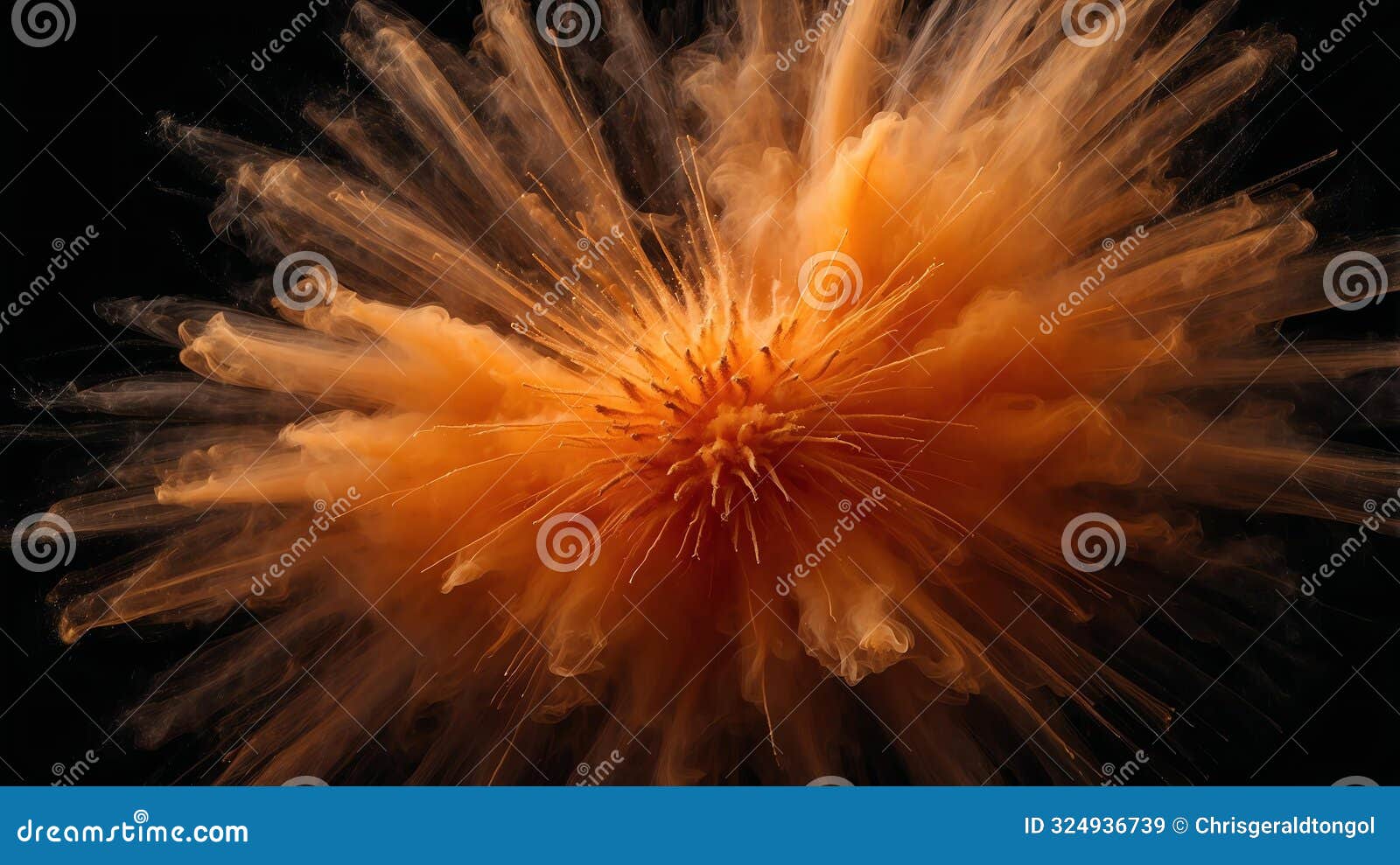 Orange Smoke Center Radial Explosion Isolated in Black Ai Generated ...