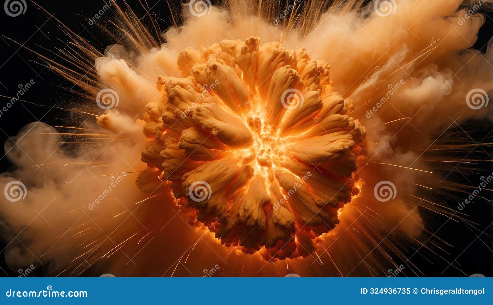 Orange Smoke Center Radial Explosion Isolated in Gold Ai Generated ...