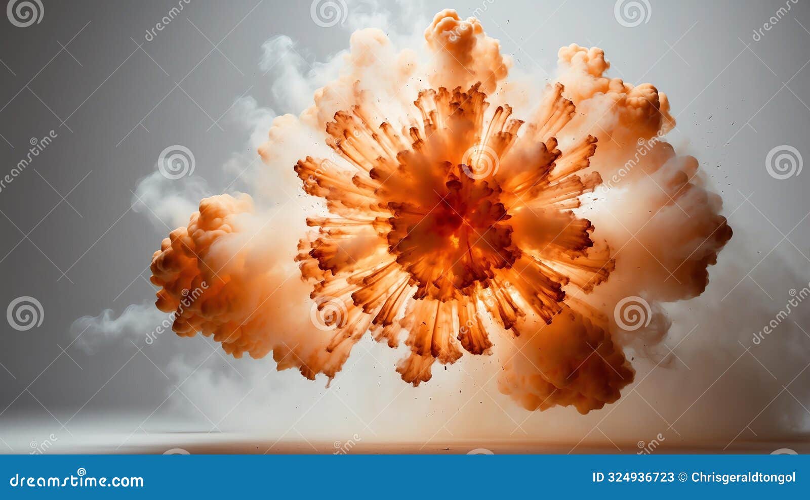 Orange Smoke Center Radial Explosion Isolated in White Ai Generated ...