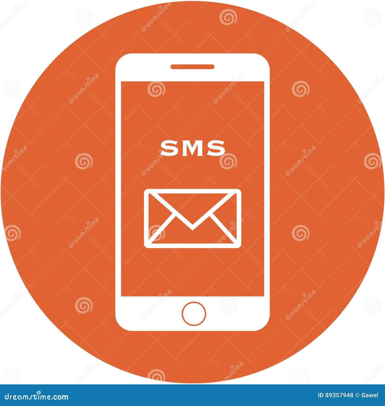 Orange Sms Design in a Flat Round Button Stock Illustration ...