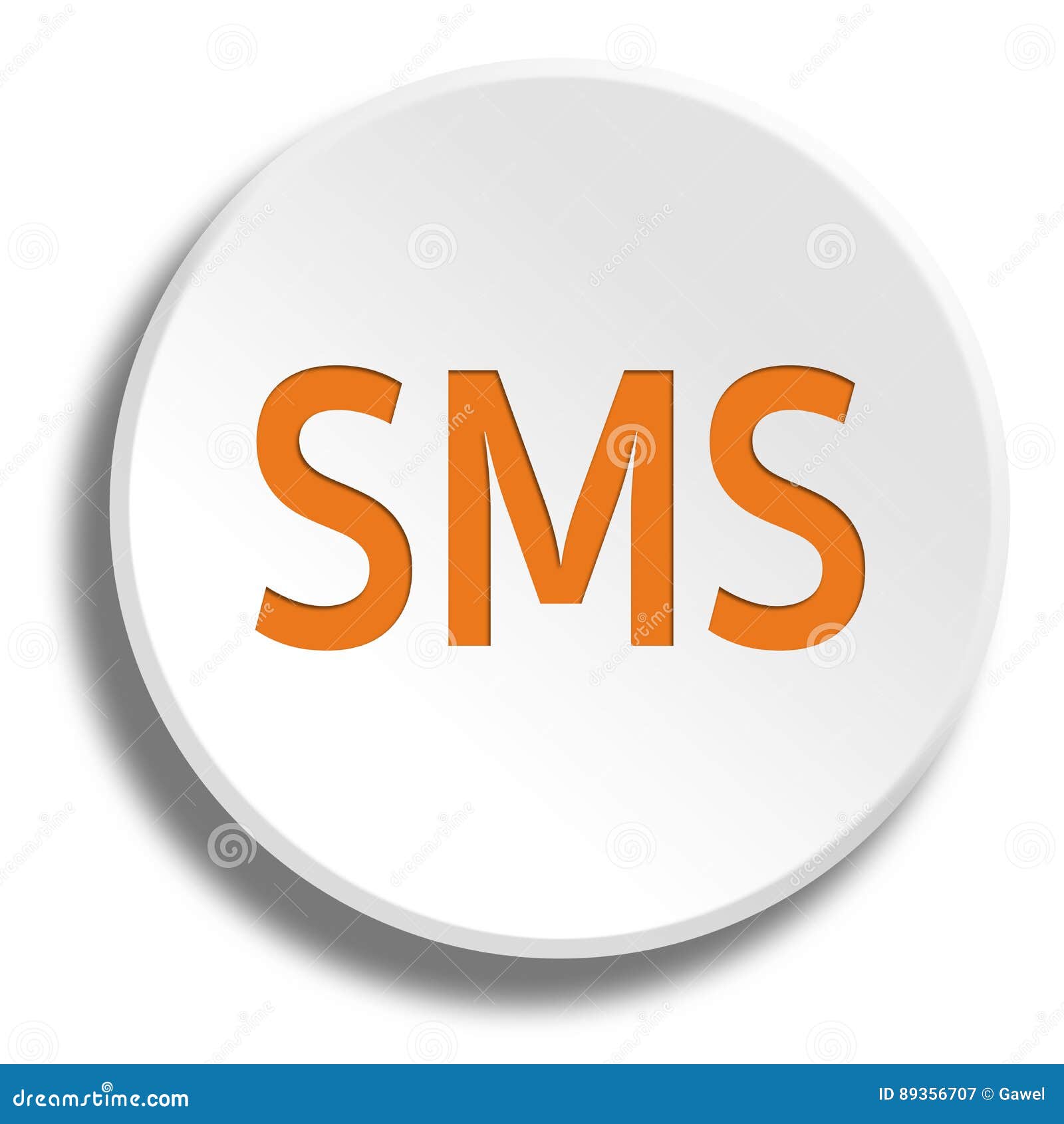 Orange Sms in Round White Button with Shadow Stock Illustration ...