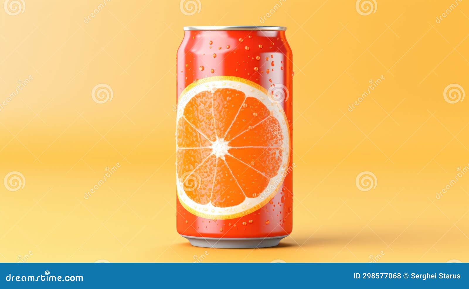 An Orange Soda Can on a Yellow Background, AI Stock Illustration ...