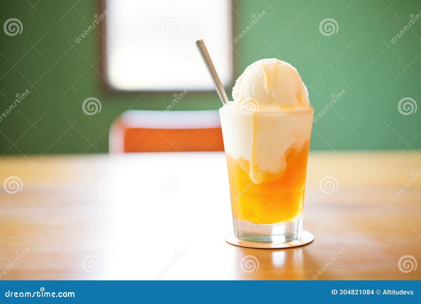 Orange Soda Float with Ice Cream Scoop on Top Stock Photo - Image of ...