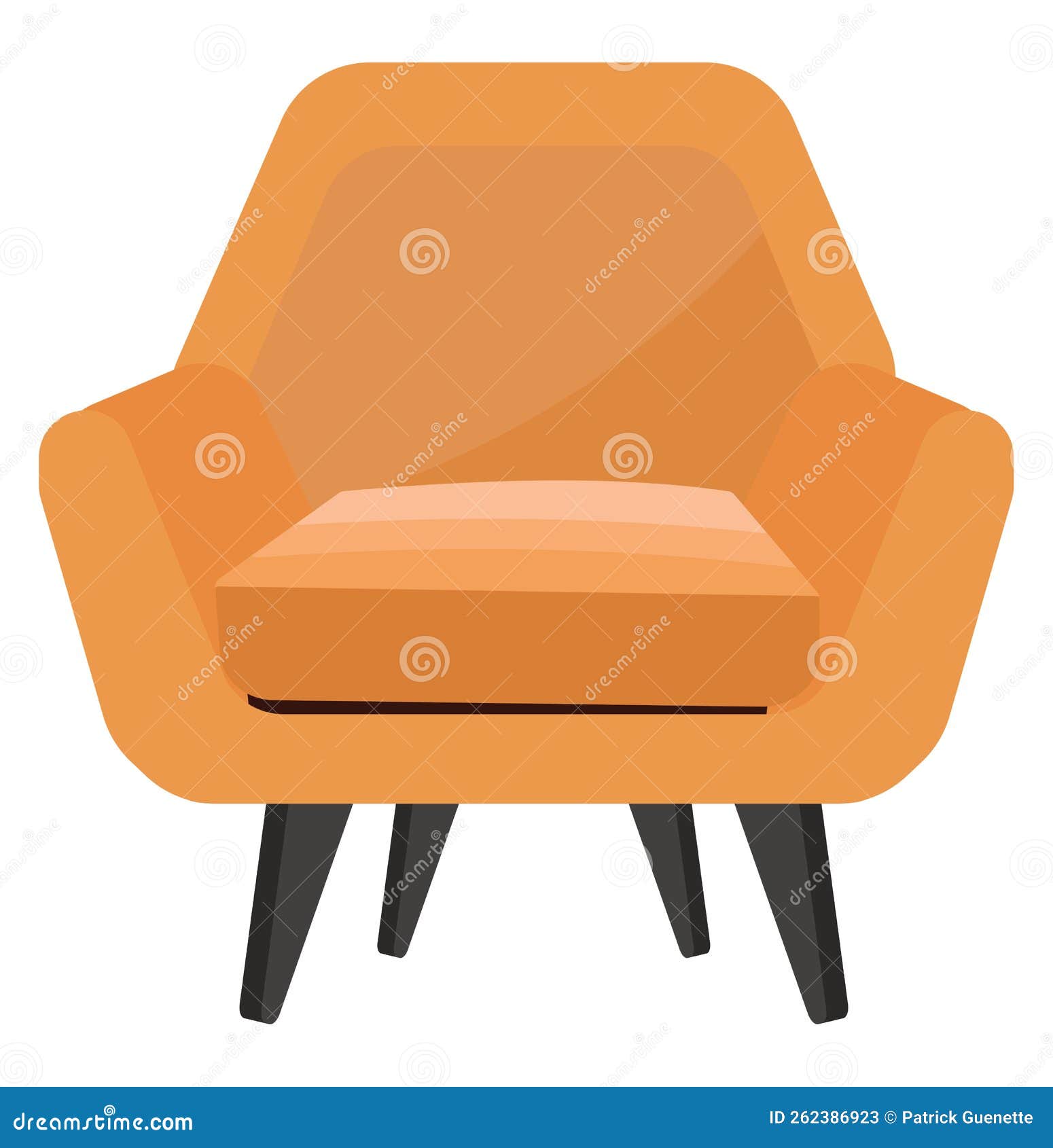 Orange sofa chair, icon stock vector. Illustration of sofa - 262386923