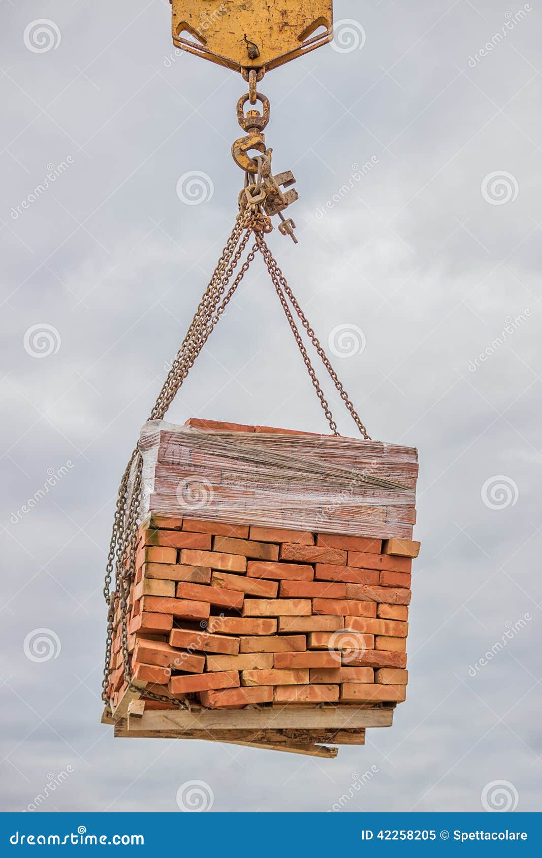 Orange Solid Clay Brick on Pallet Lifting Stock Image - Image of ...