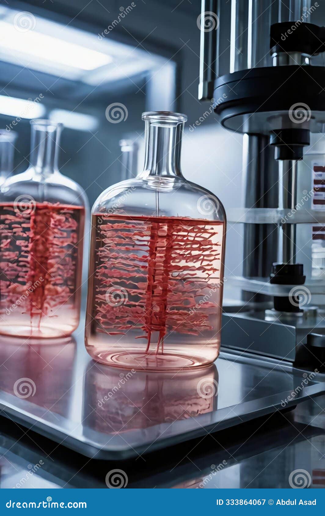 Orange Solution in Science Glass Flask in Blue Chemistry School ...