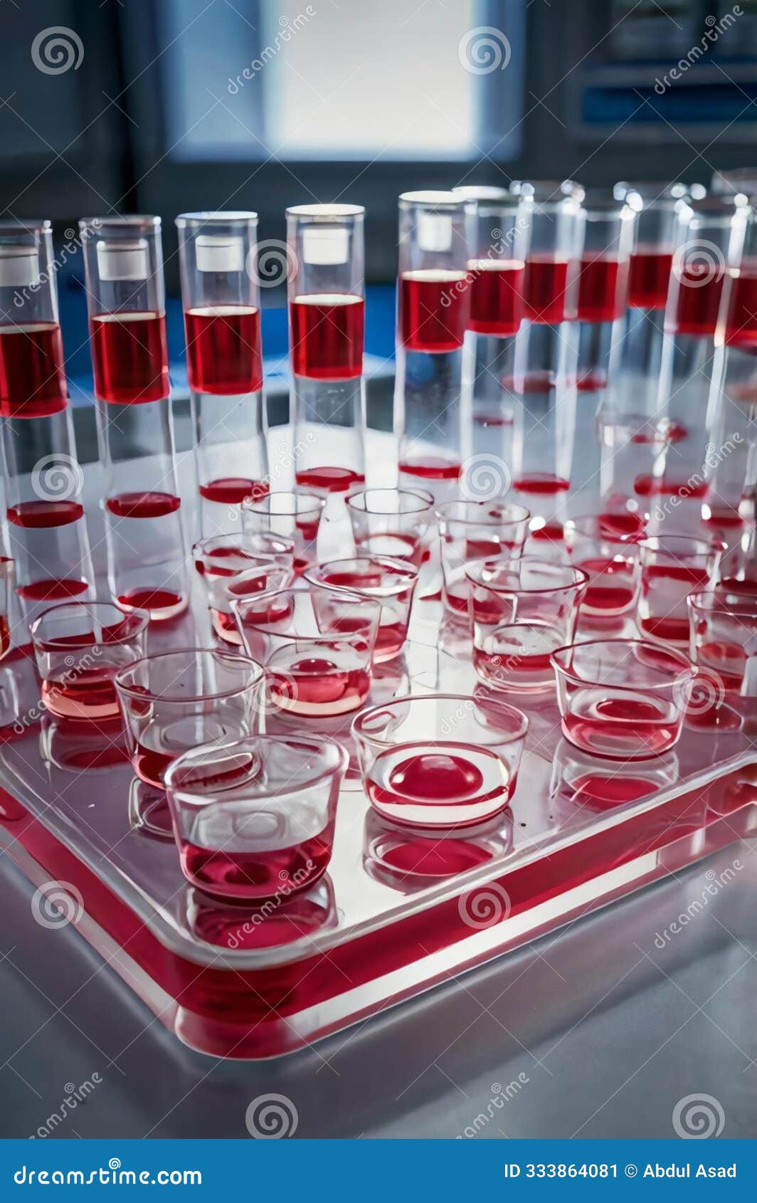 Orange Solution in Science Glass Flask in Blue Chemistry School ...