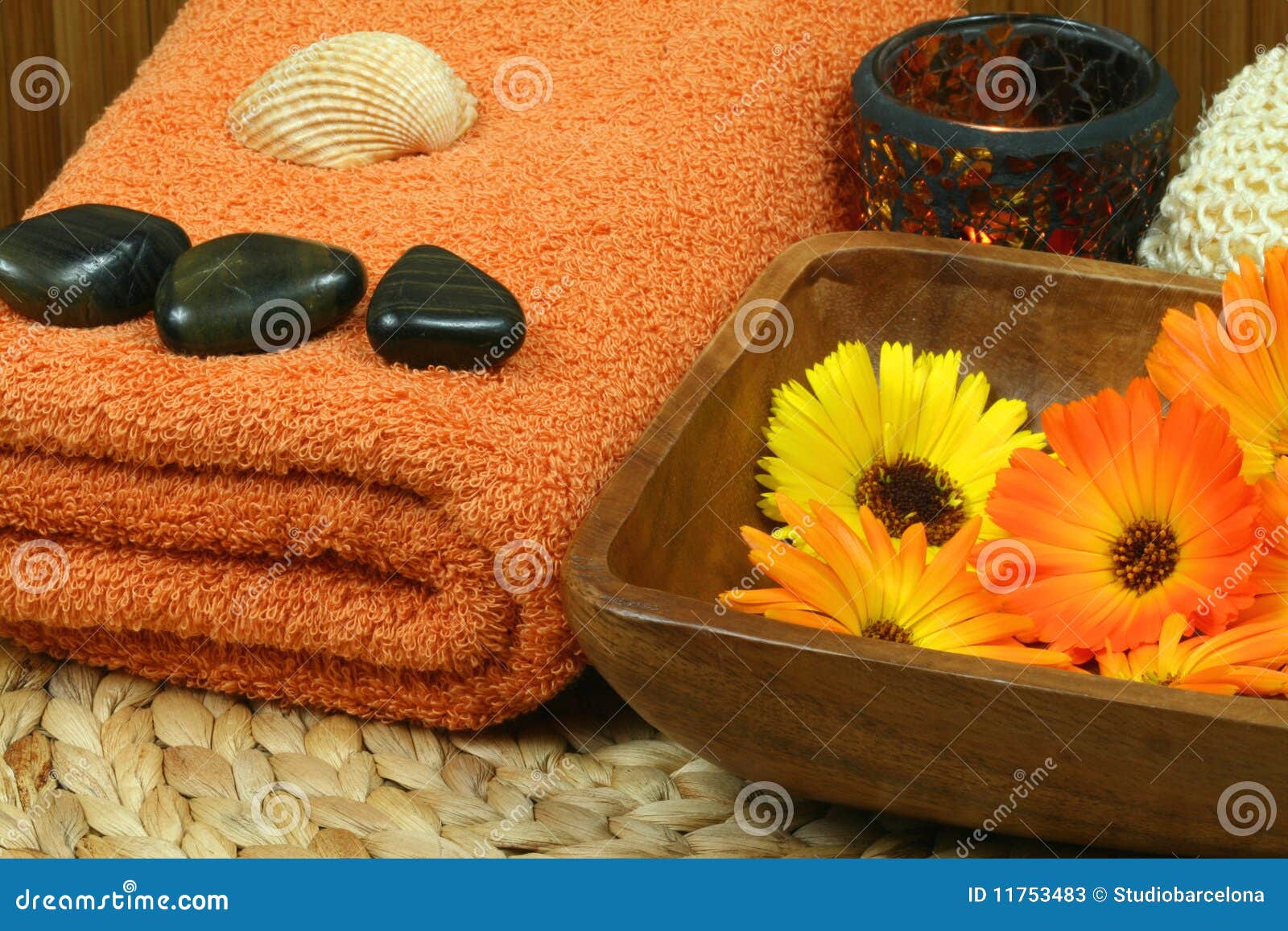 Orange spa accessories stock image. Image of petals, health - 11753483