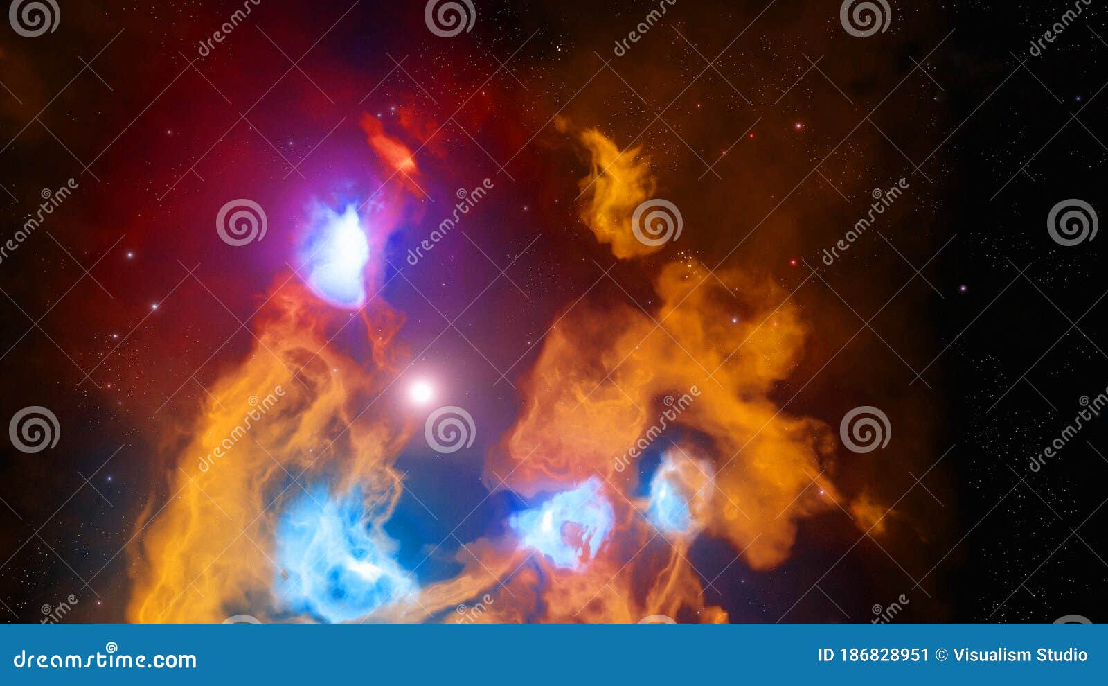 Orange Space Dark Nebula Galaxy in Deep Space and Beauty of Universe ...