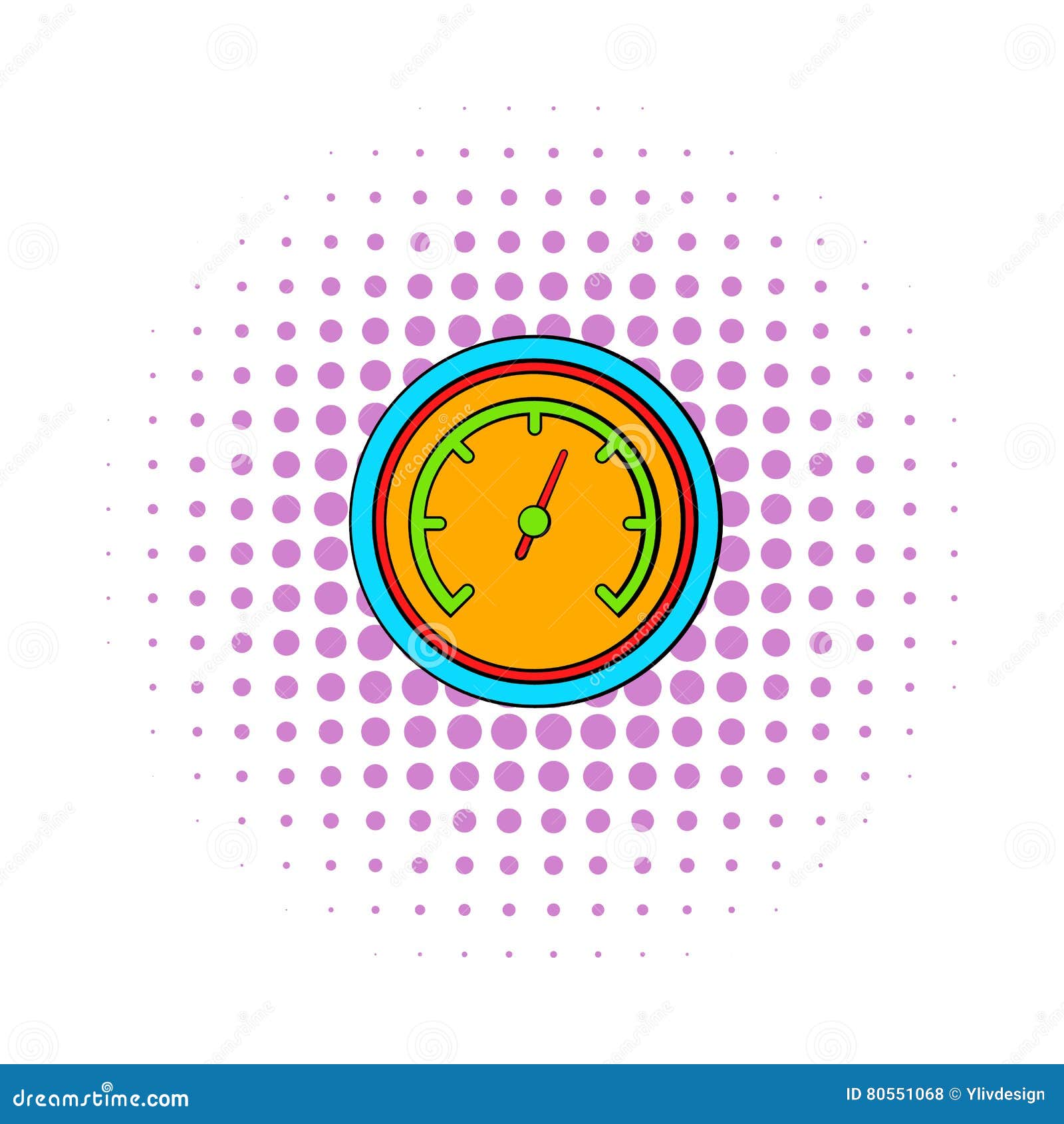 Orange Speedometer Icon, Comics Style Stock Vector - Illustration of ...