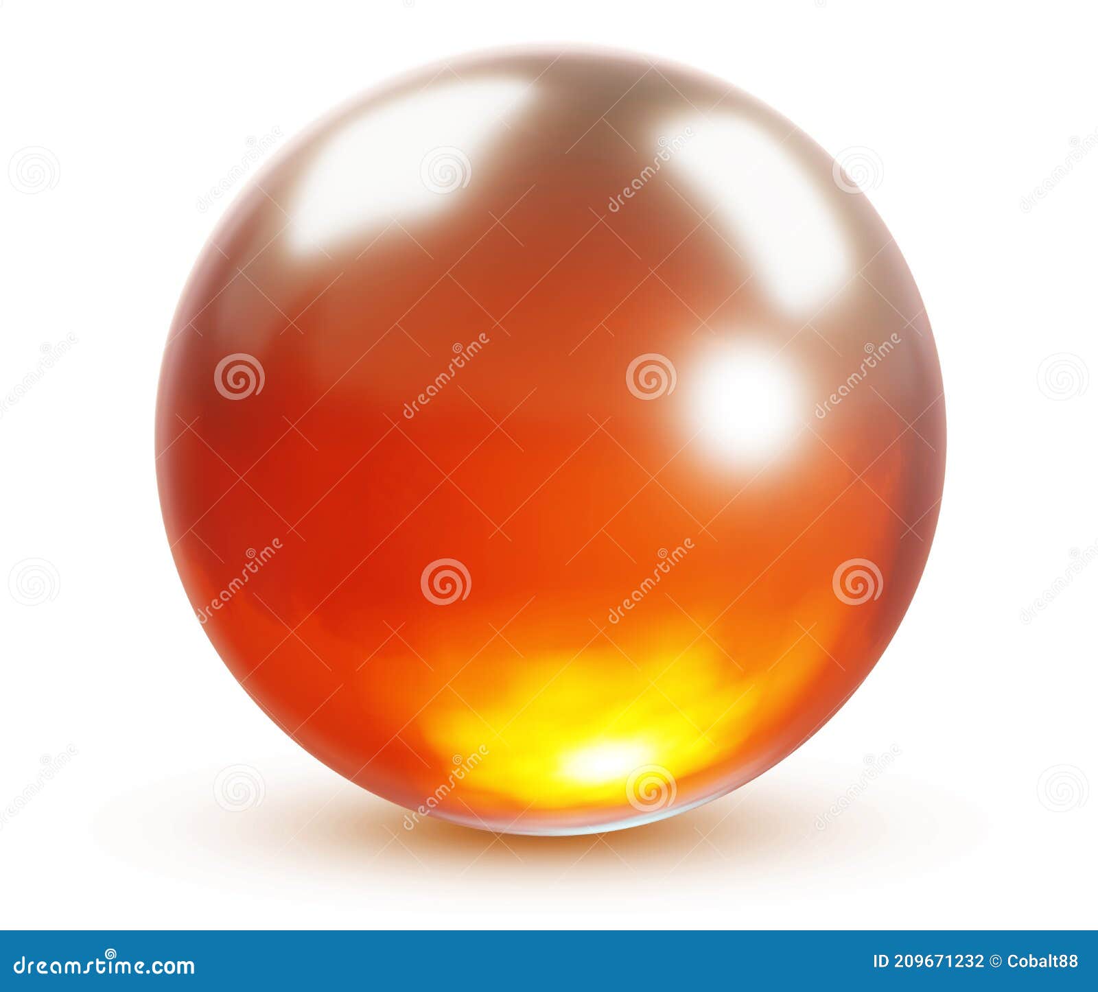 Orange Sphere 3D, Glossy and Shiny Isolated Stock Illustration ...
