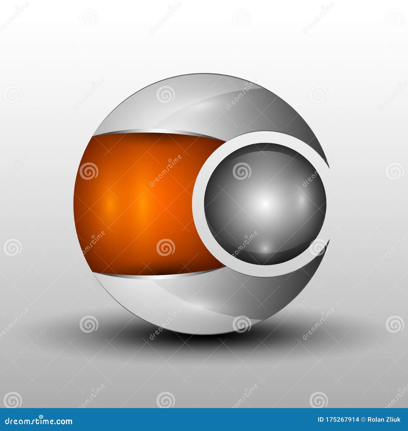 Orange Sphere with Different Metallic Sections Stock Vector ...