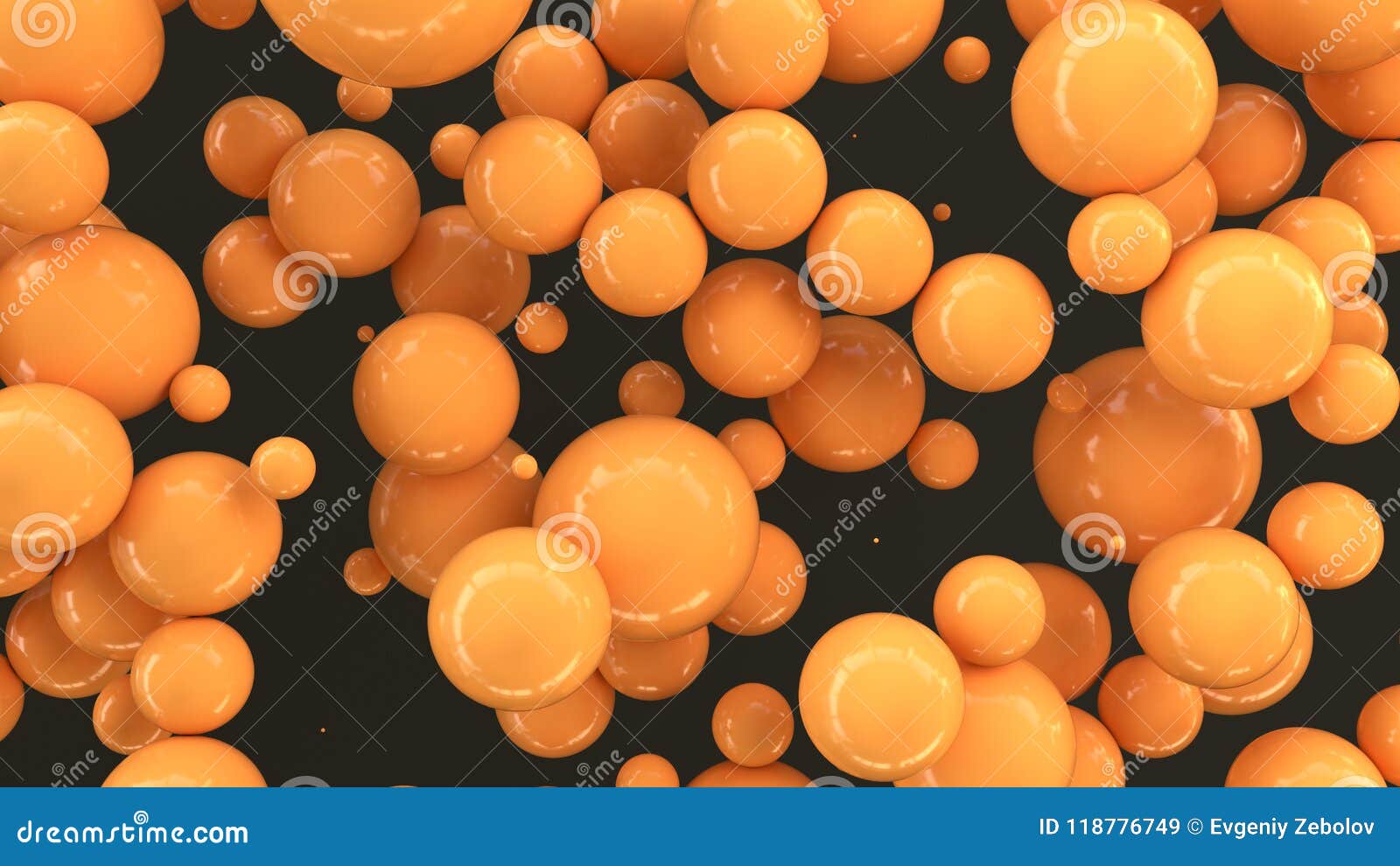 Orange Spheres of Random Size on Black Background Stock Illustration ...