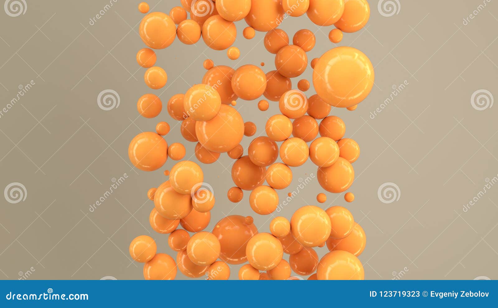Orange Spheres of Random Size on White Background Stock Illustration ...