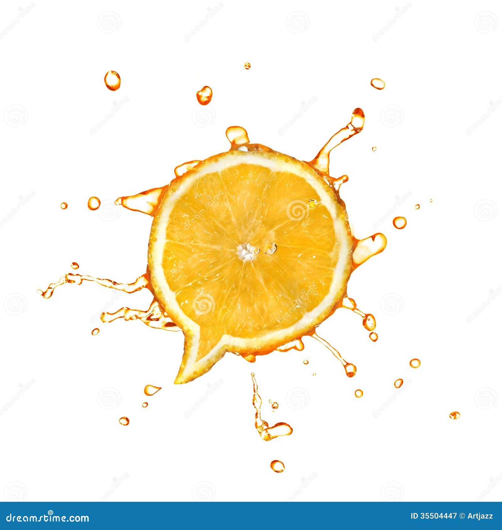 Orange with Splash in Shape of Dialog Box Stock Image - Image of drop ...