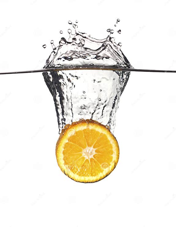 Orange splash in water stock photo. Image of bubble, freshness - 14184386