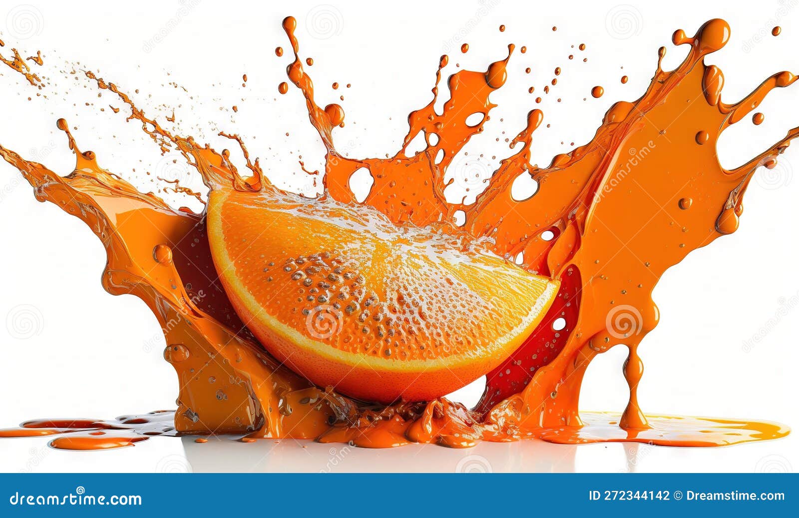 An Orange is Splashing into the Water with Orange Juice Stock ...