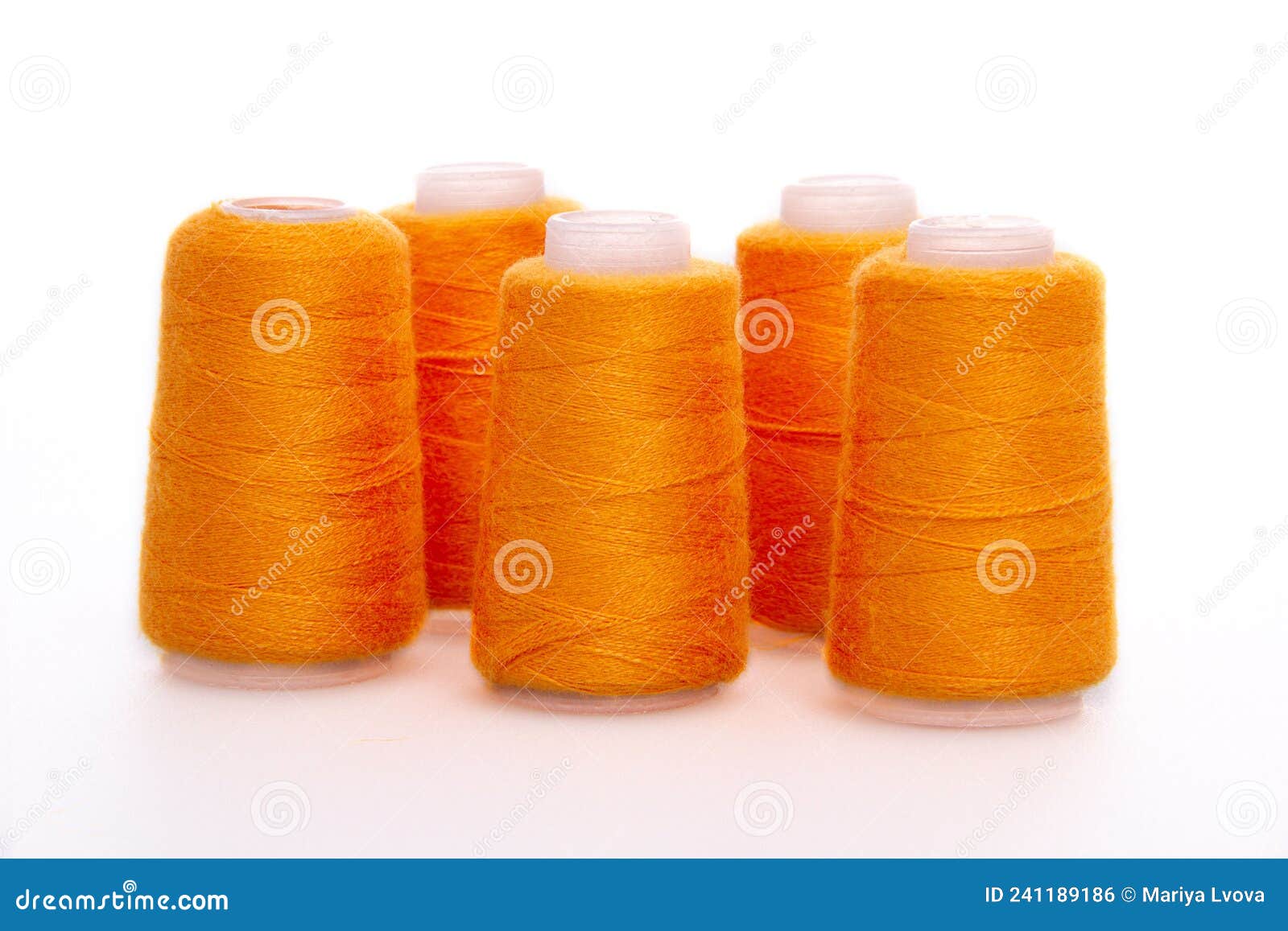 Orange Spool of Thread Isolated on White Background. Skein of Woolen ...