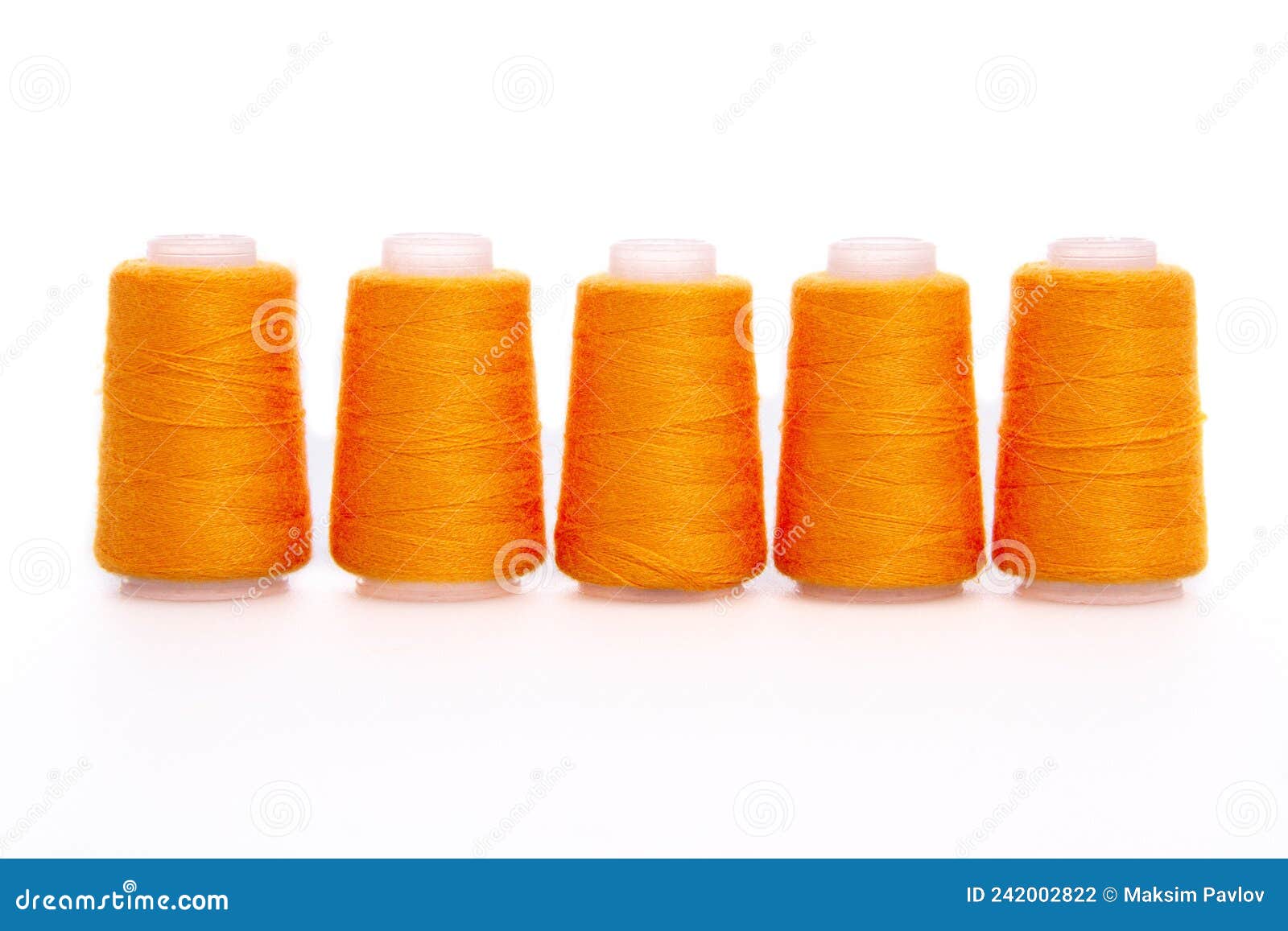 Orange Spool of Thread Isolated on White Background. Skein of Woolen ...