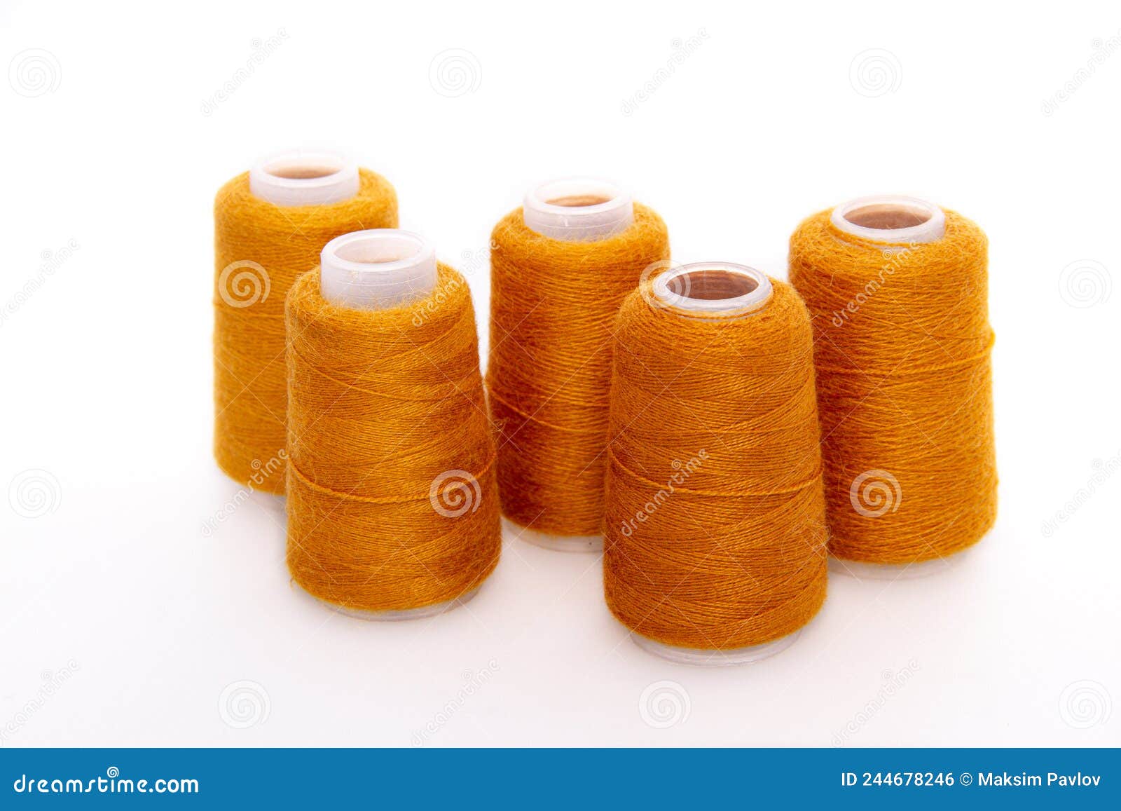 Orange Spool of Thread Isolated on White Background. Skein of Woolen ...