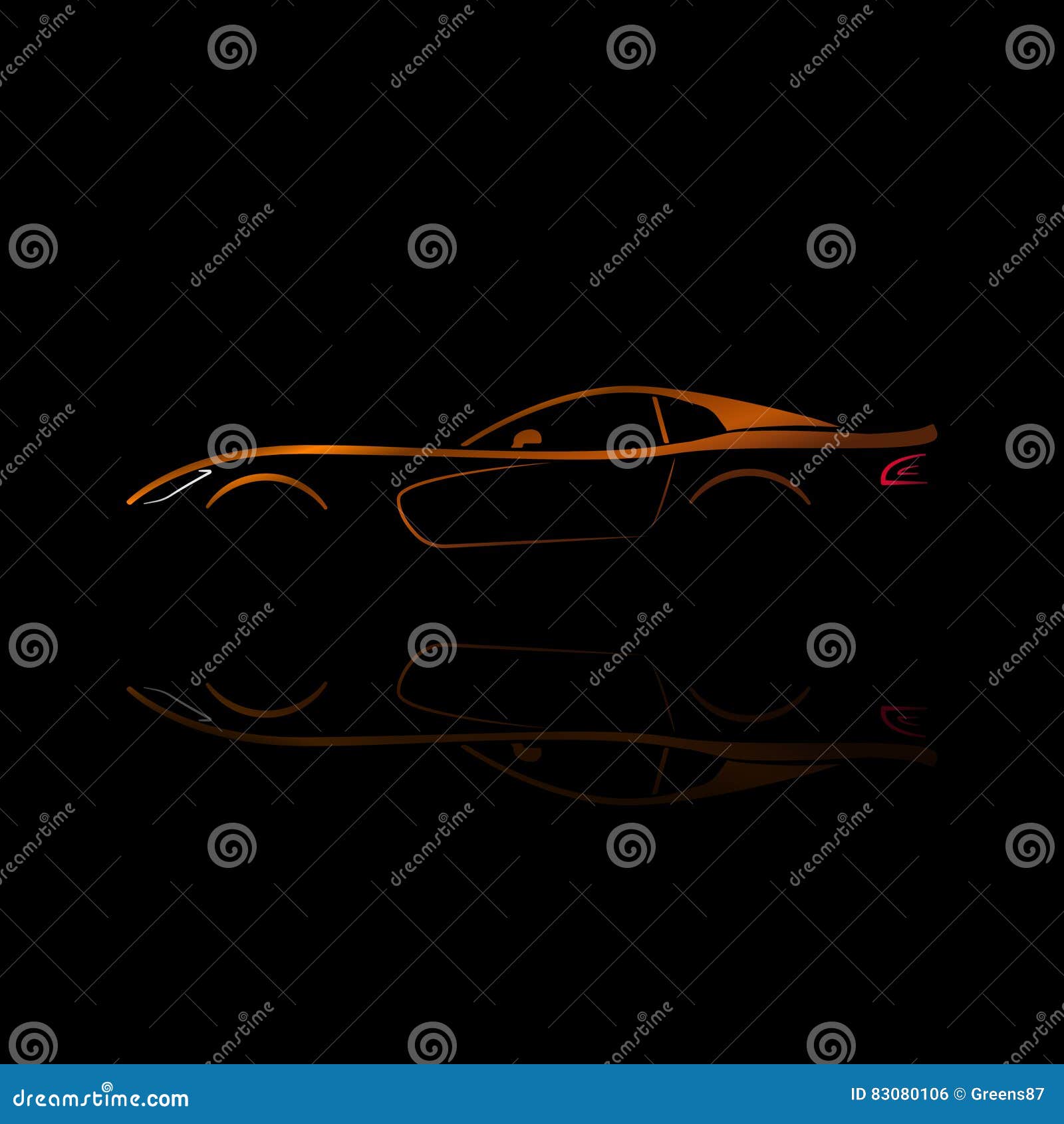 Orange Sport Racing Car, Side View, Retro Fast Motor Racing Vehicle ...