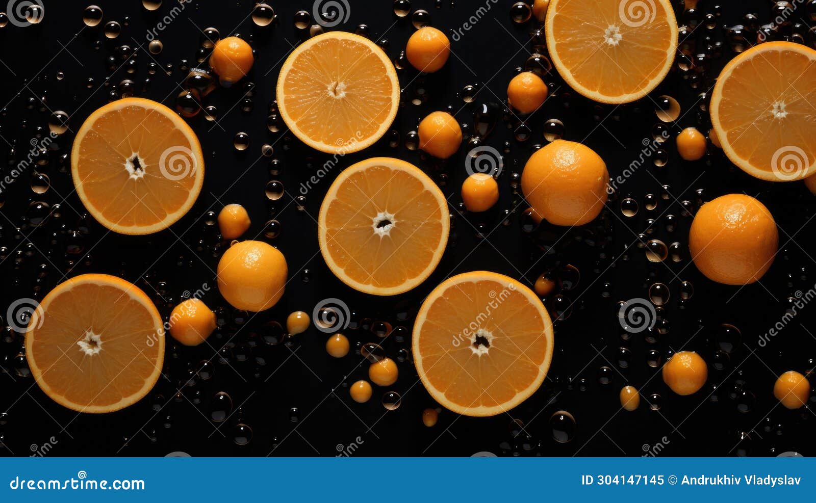 Orange Spots on Black Background, Abstract Illustration Stock ...