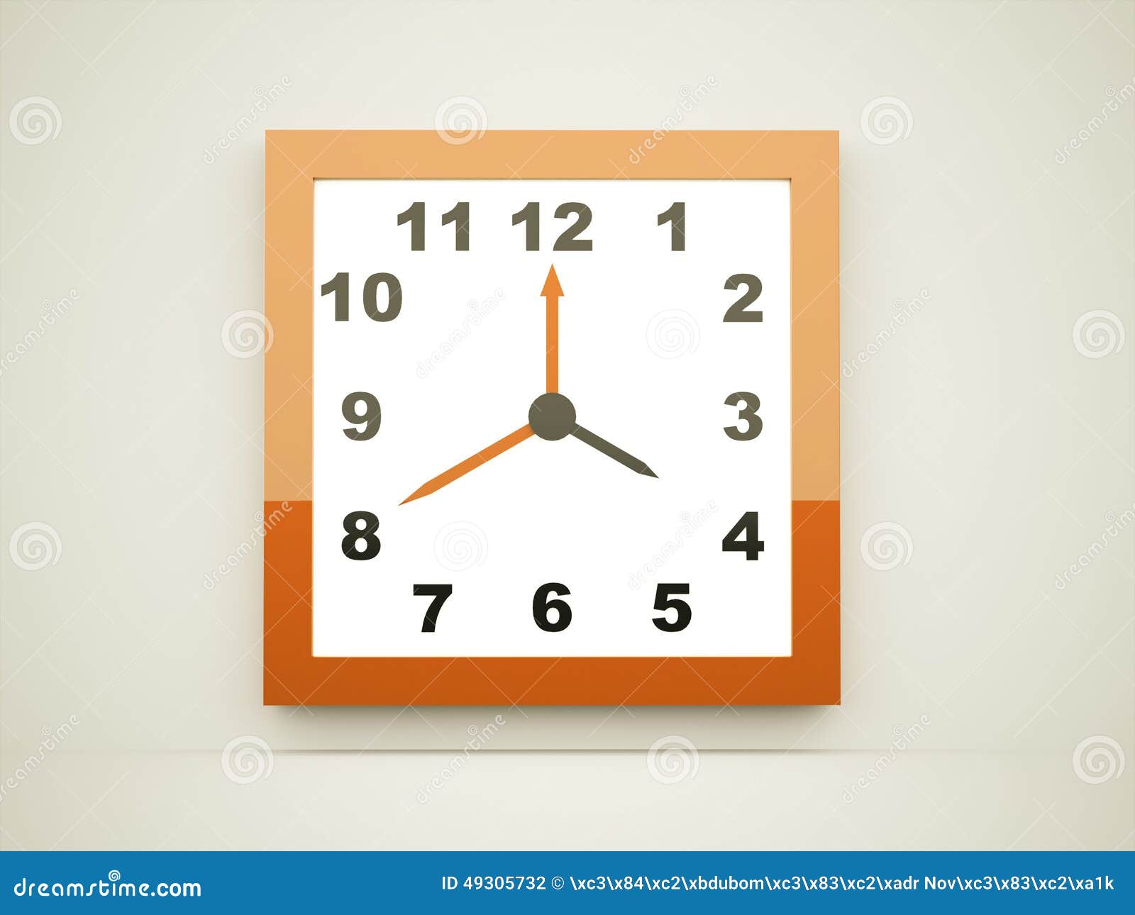 Orange square clock stock illustration. Illustration of concept - 49305732