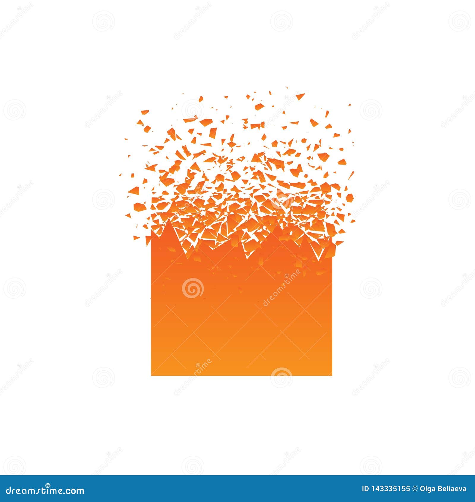 Orange Square Explosion. a Quadrate with Debris Stock Vector ...