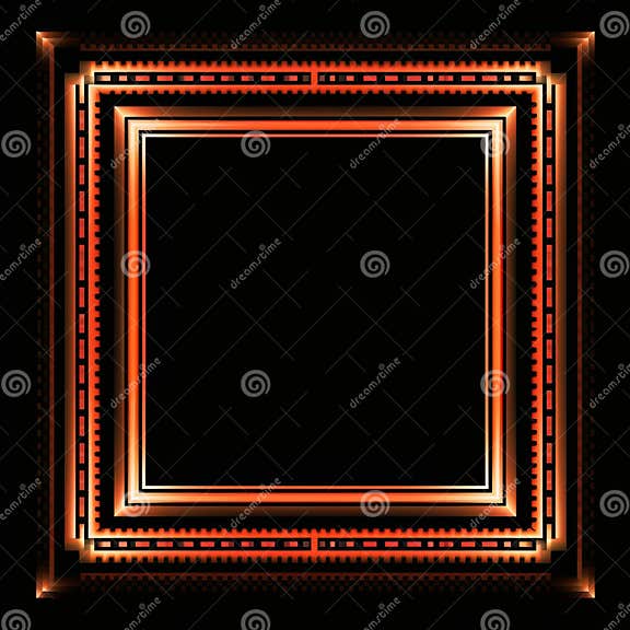 An Orange Square Frame on a Black Background Stock Illustration ...