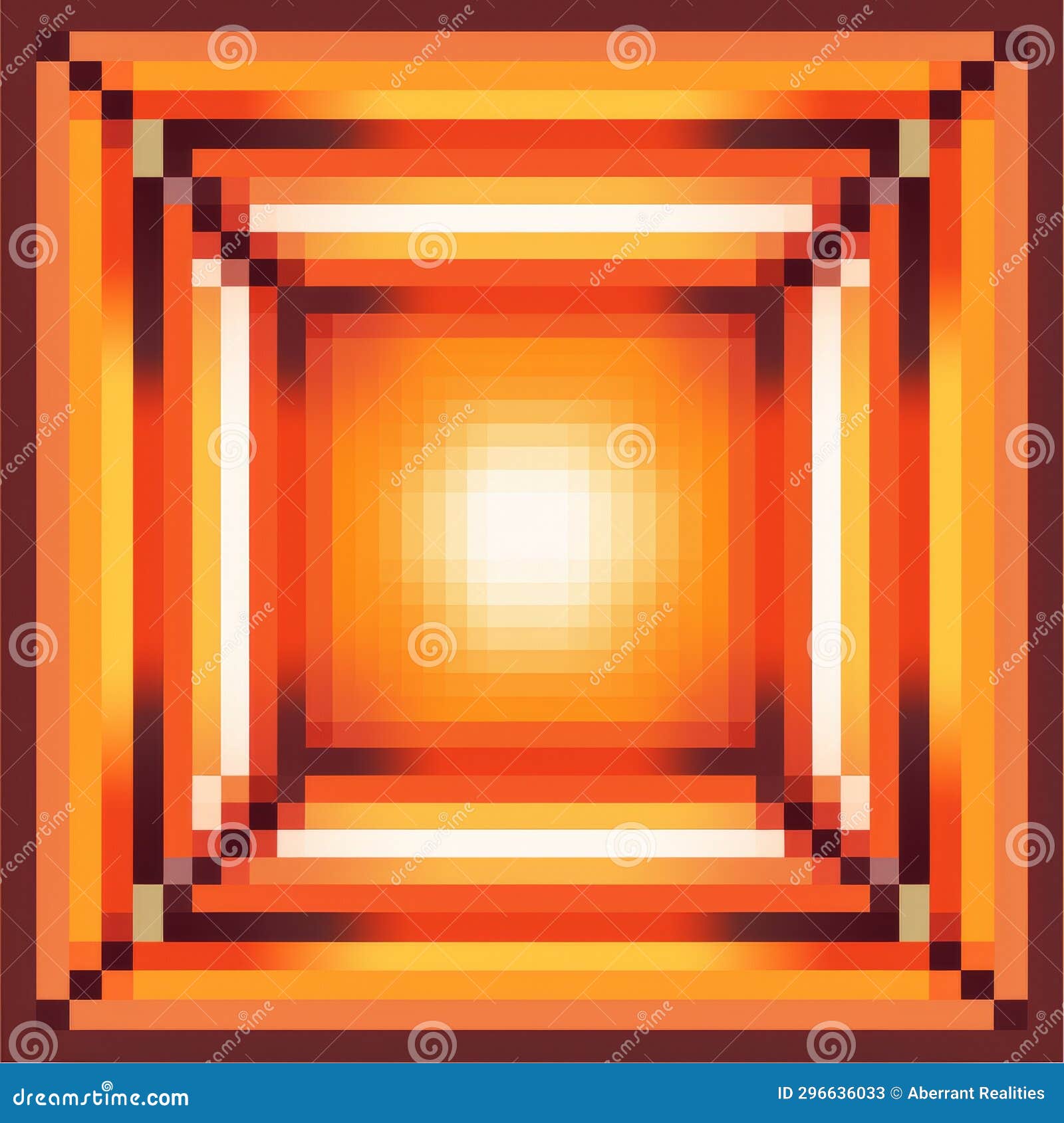 An Orange Square Pixel Art Background with a Light in the Center Stock ...